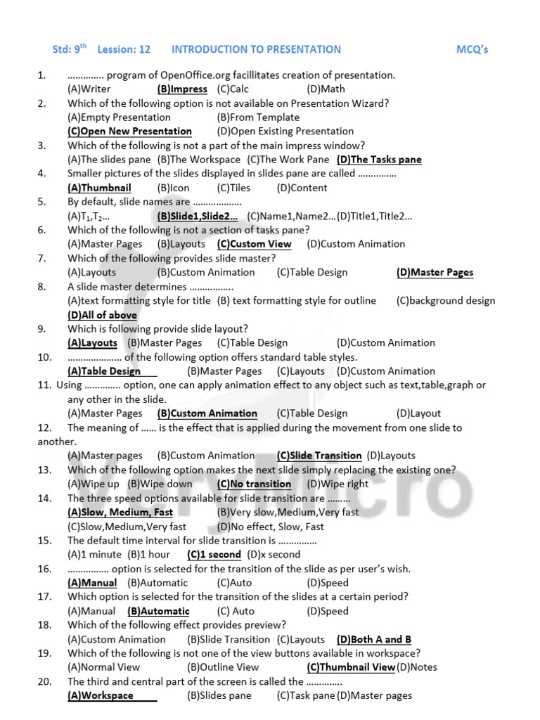 9th-EM-L-12-MCQ | PDF | Speed | System Software