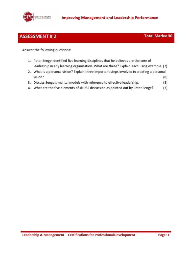Assessment 2 Improving Management and Leadership Performance | PDF