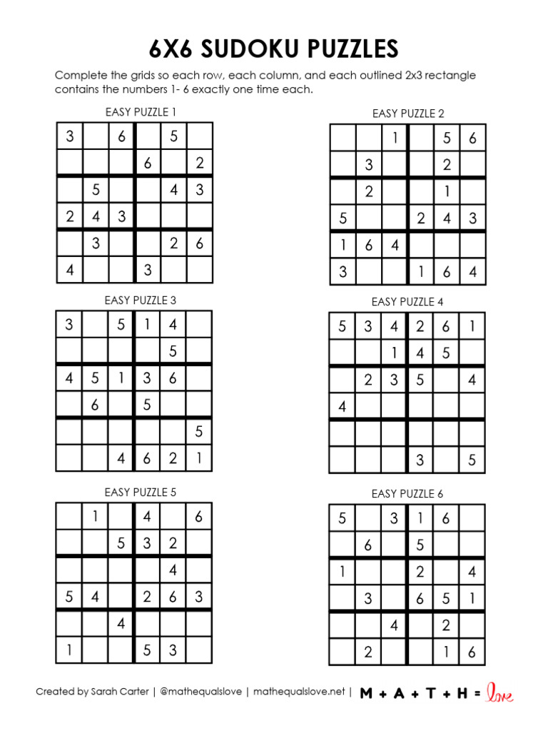 6x6-Sudoku-with-Numbers | PDF | Puzzles | Logic Puzzles