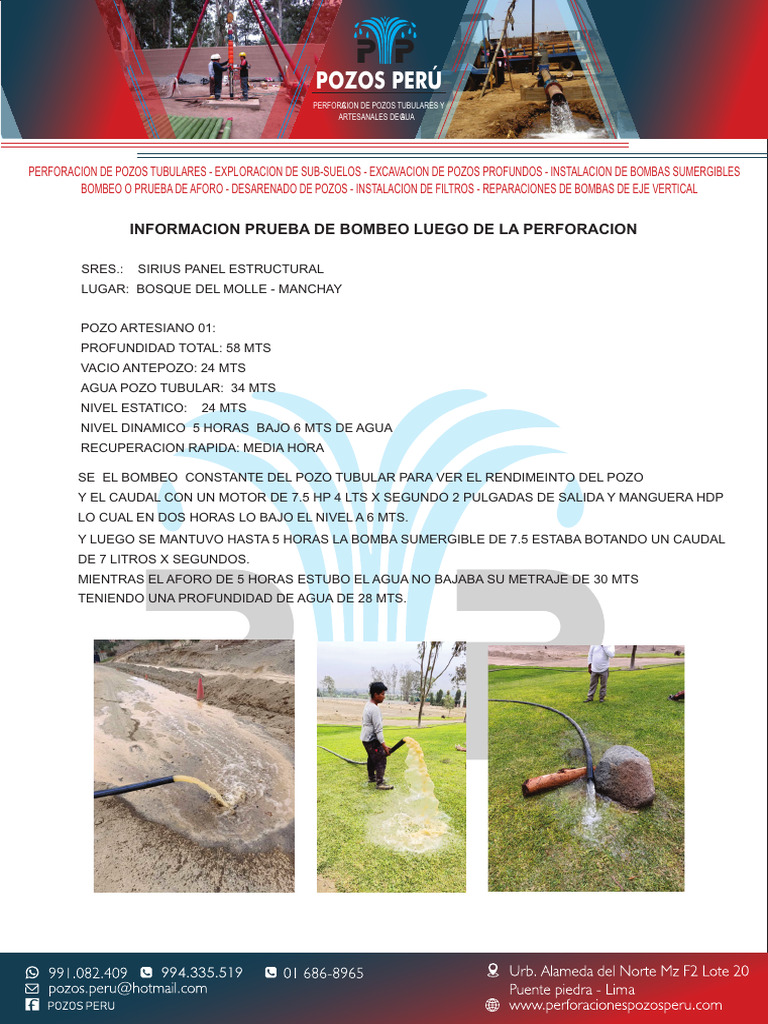 PRUEBA DE AFORO Y MEDICIONES - MANCHAY FINAL | PDF