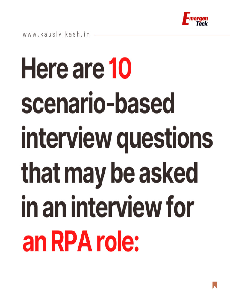 RPA Scenario-Based Interview Questions | PDF