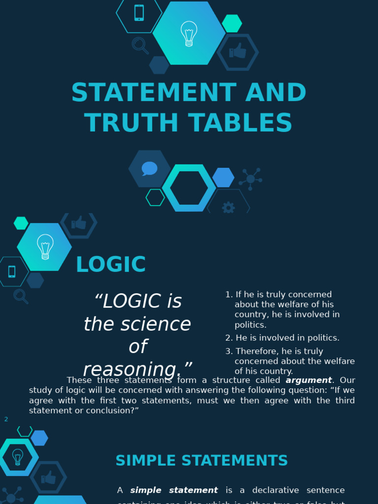 Statements and Truth Tables 1 | PDF | If And Only If | Logic