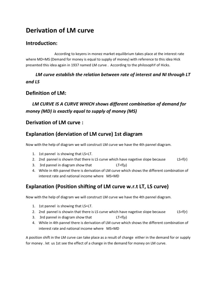 Derivation of LM Curve | PDF