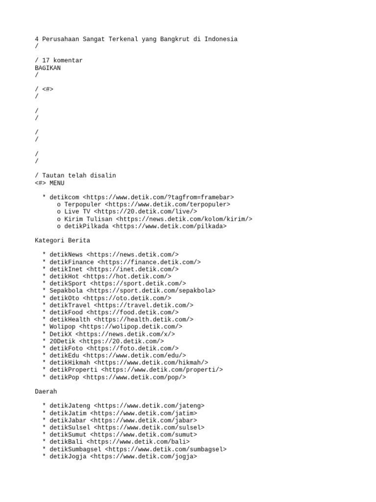 4 Perusahaan Sangat Terkenal Yang Bangkrut Di Indonesia | PDF
