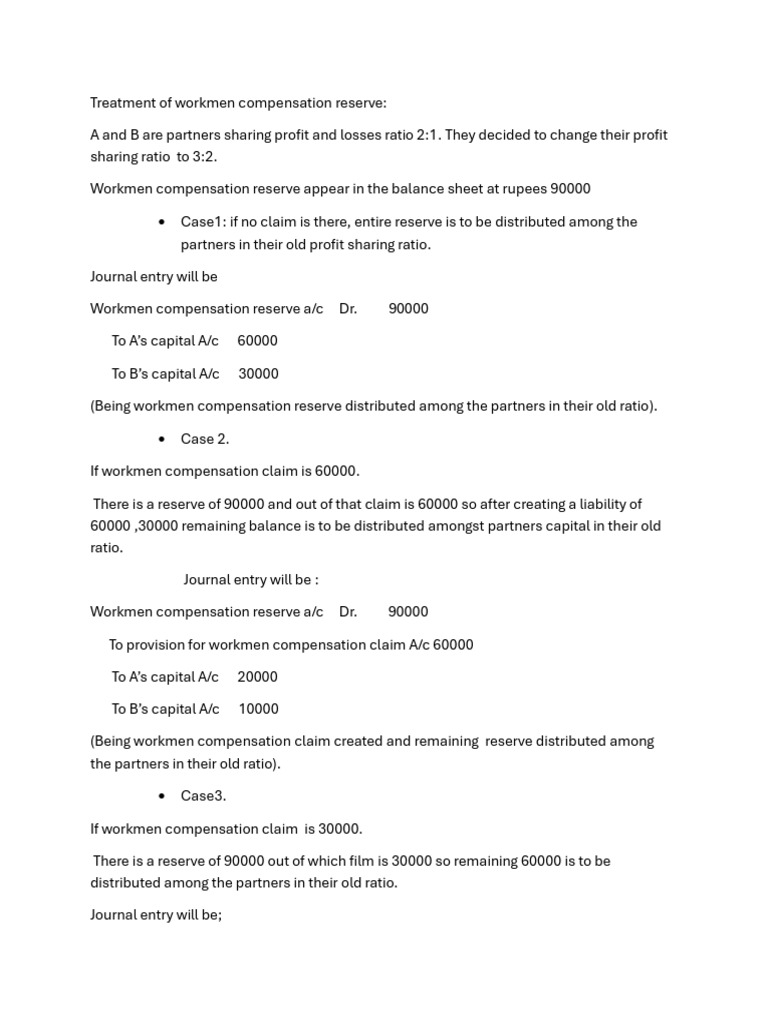 Workmen Compensation Reserve Treatment | PDF