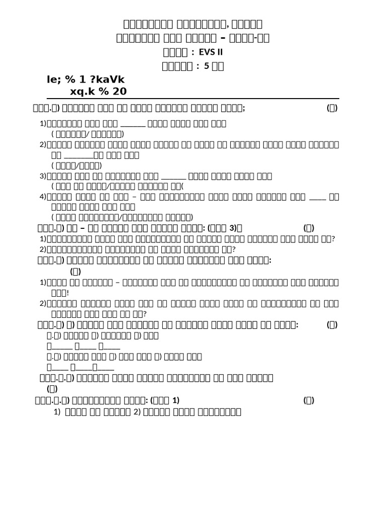 5th EVS II Unit Test | PDF
