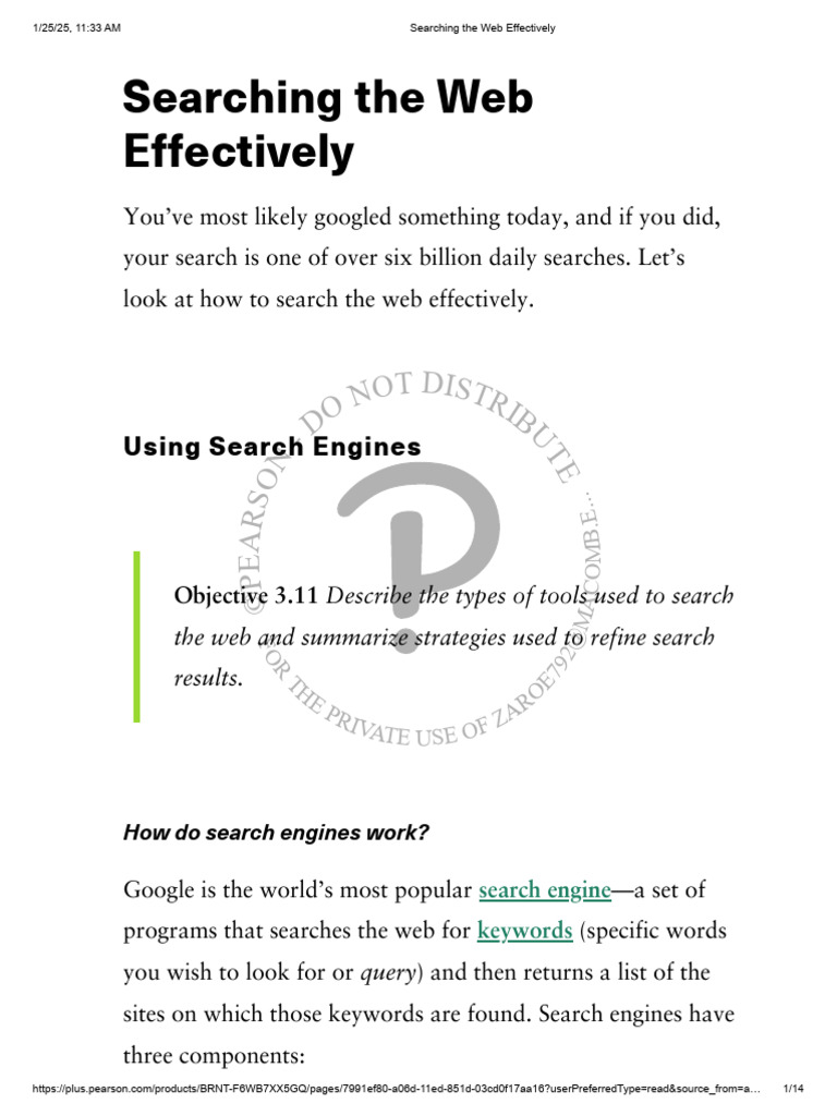 Searching The Web Effectively | PDF | World Wide Web | Internet & Web