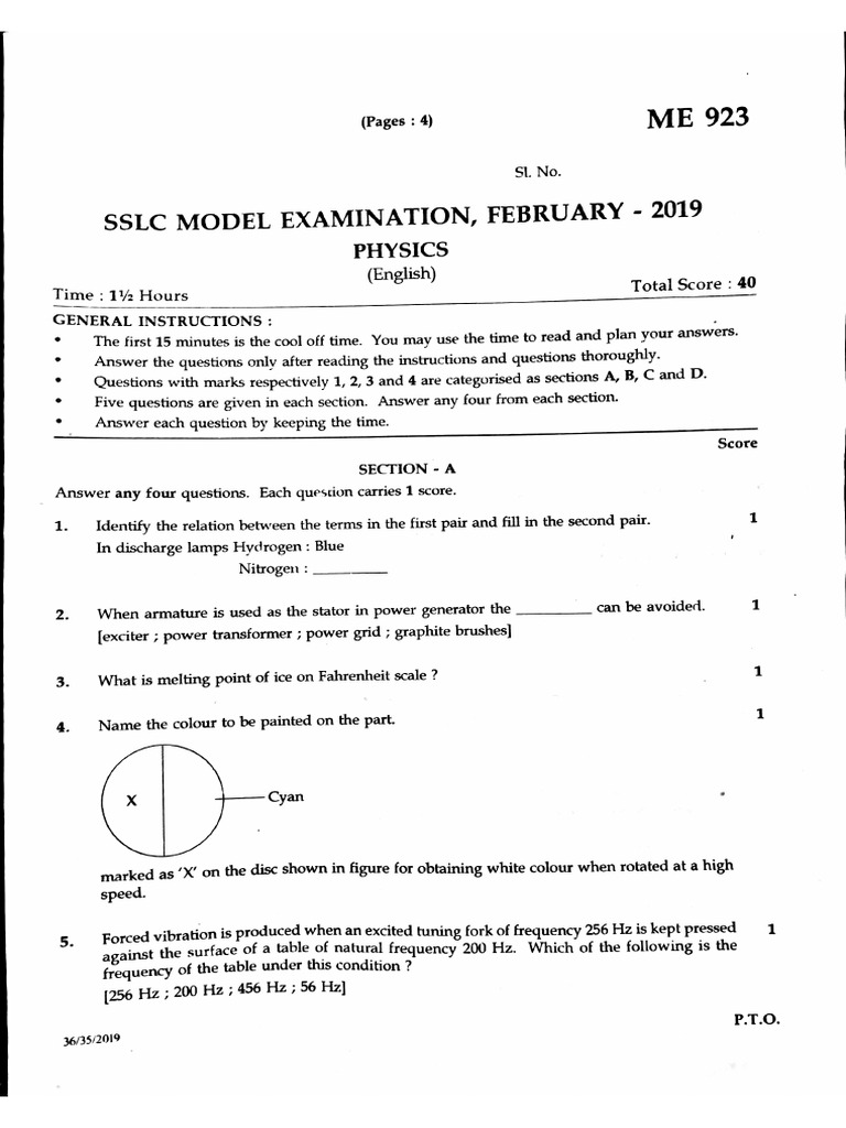 A+ Educare-sslc Model 2019 - Physics Em | PDF