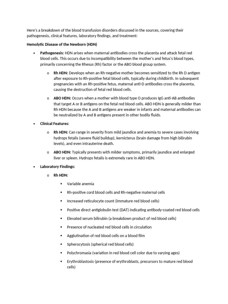 Blood Transfusion Disorders Overview | PDF | Body Fluids | Anatomy
