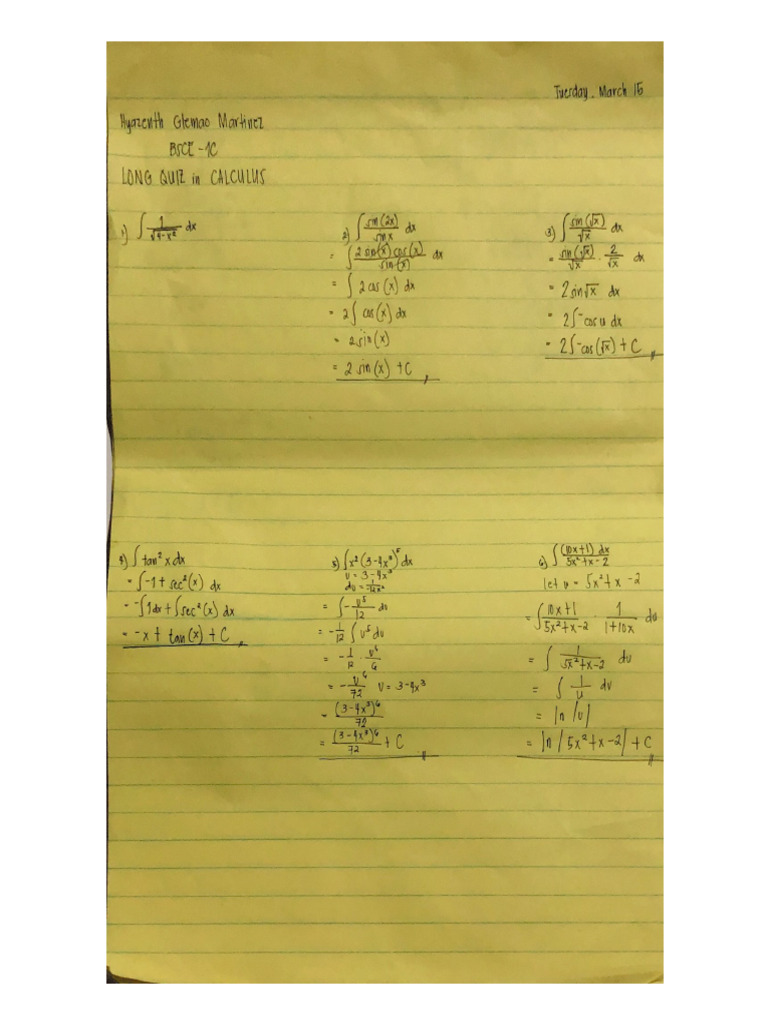 LONG QUIZ CALCULUS | PDF