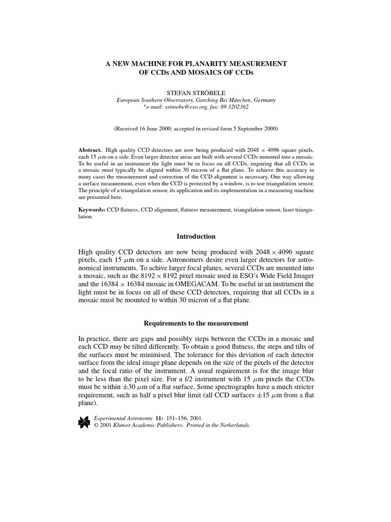 A New Machine For Planarity Measurement of Ccds and Mosaics of Ccds ...