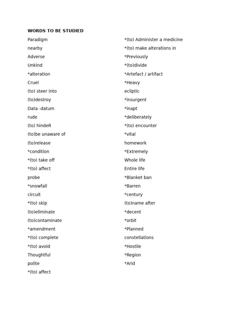 Vocabulary and Grammar Study Guide | PDF