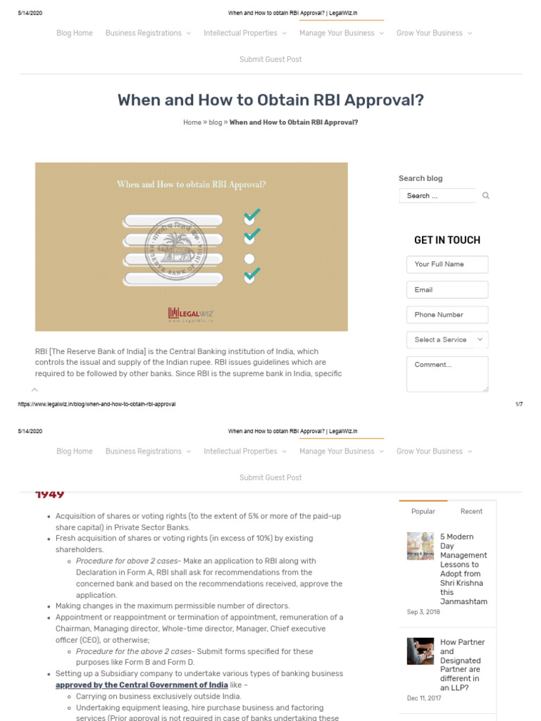 How to Obtain RBI Approval Guide | PDF | Reserve Bank Of India | Business