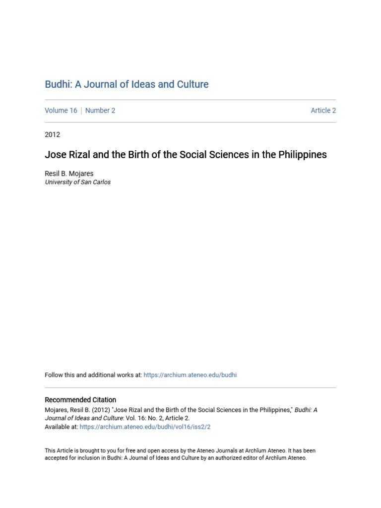 MOJARES (2012) JOSE RIZAL AND THE BIRTH OF SOCIAL SCIENCIES IN THE ...