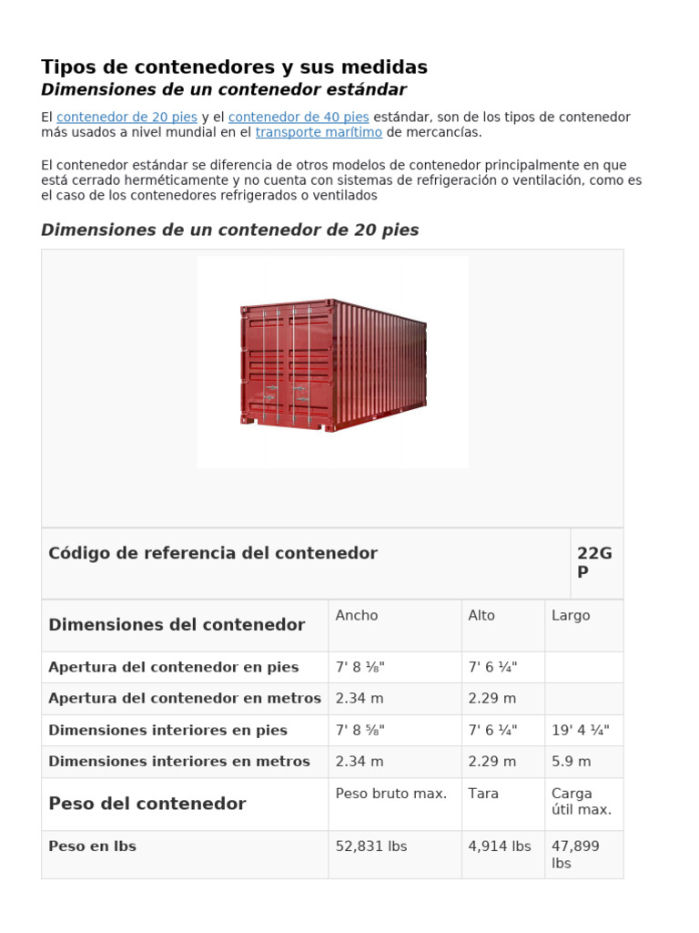 Tipos de Contenedores Maritimos | PDF | Gestión de la cadena de ...