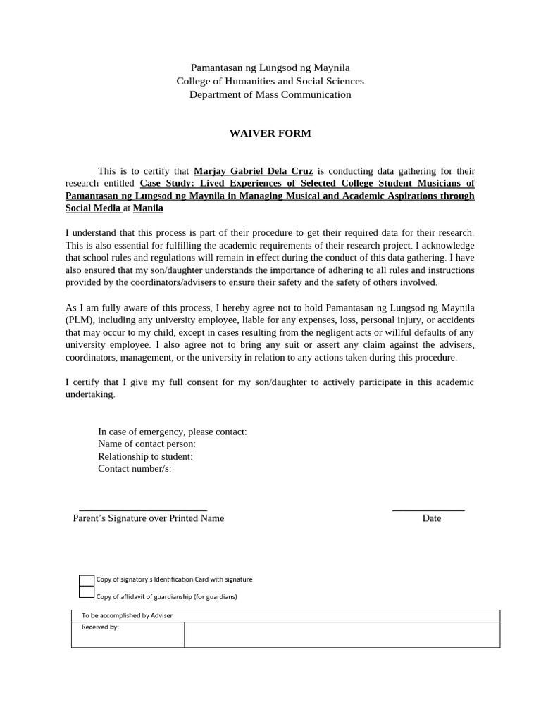 WAIVER For Research | PDF