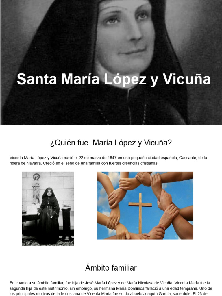 Vida y legado de Santa María López Vicuña | PDF