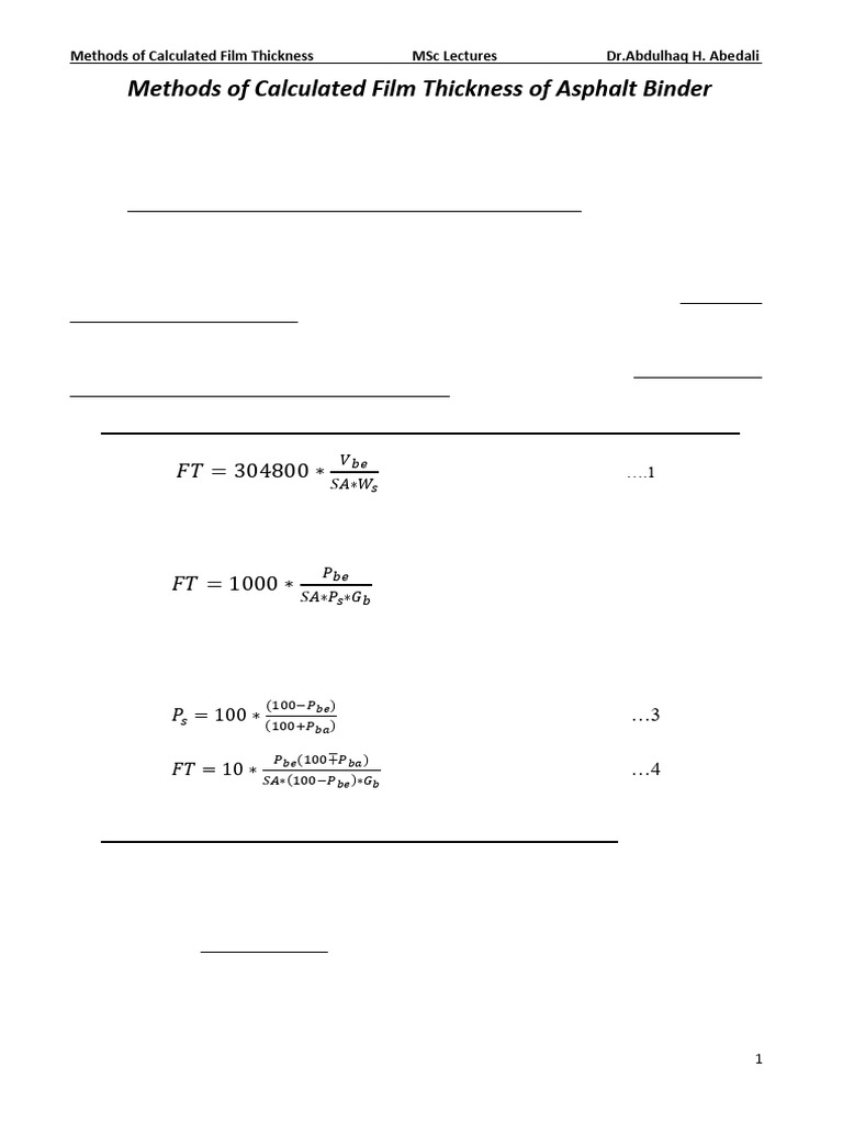Asphalt Binder Film Thickness | PDF | Sphere | Area