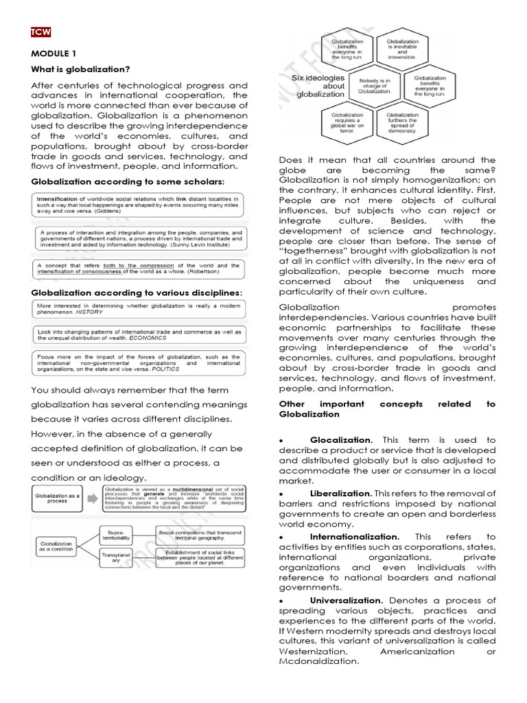 Tcw Final Reviewer | PDF | Globalization | International Monetary Fund