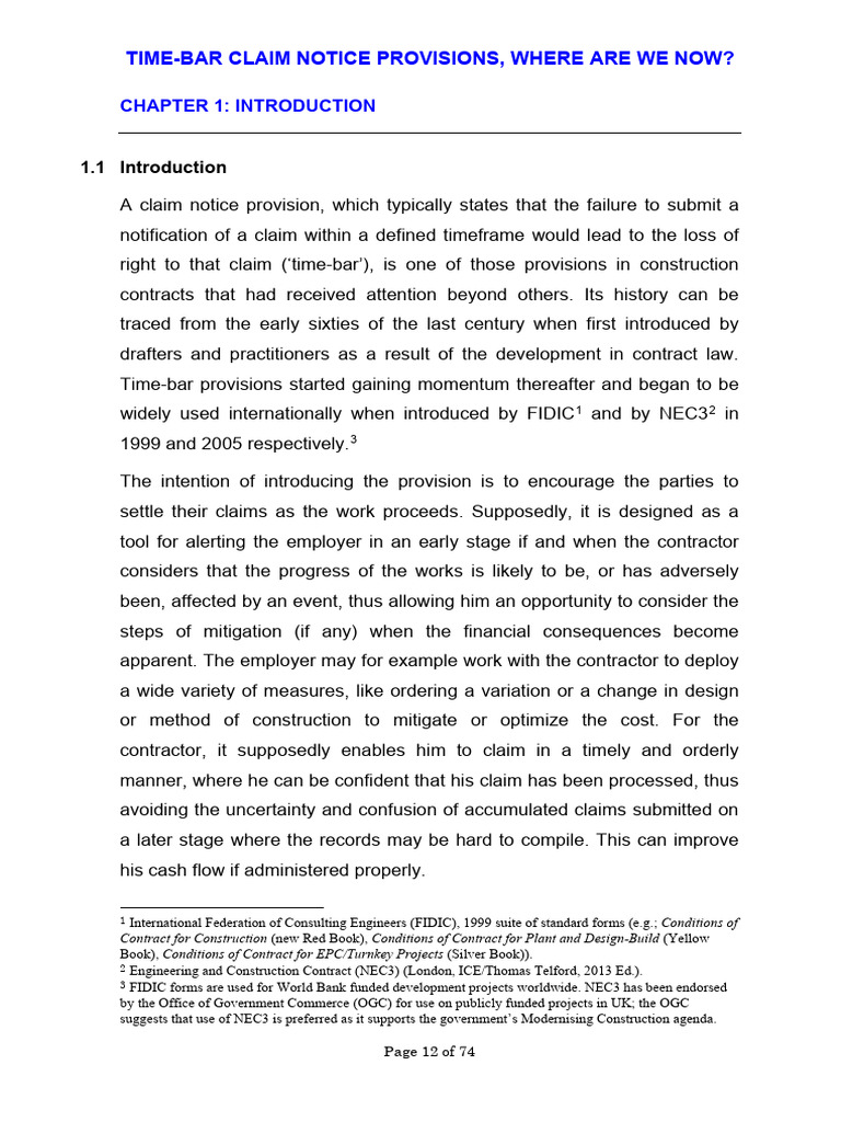 Time Bar Claim Notice Provisions Where A | PDF | Causation (Law ...