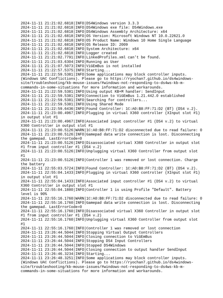 ds4windows_log_20241111.1 | PDF | Xbox 360 | Microsoft Windows