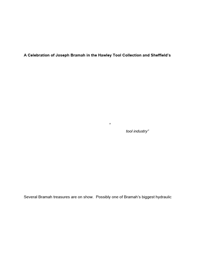 Joseph Bramah Exhibition Overview | PDF