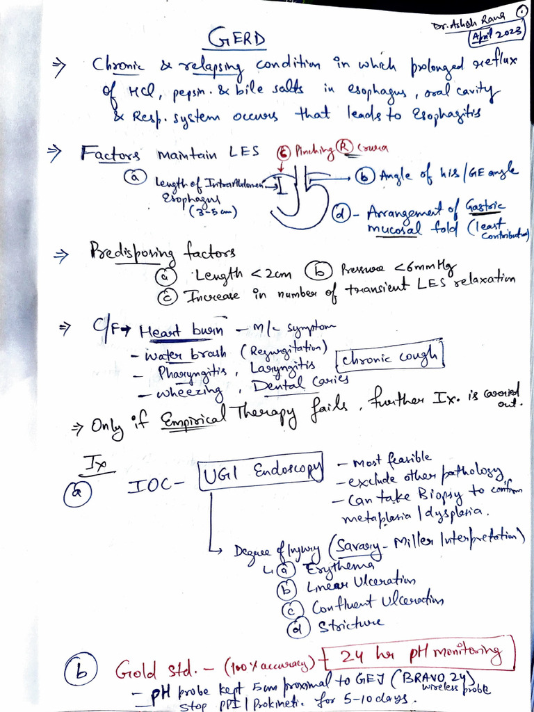 GERD Notes For Exam | PDF