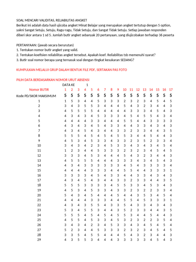 SOAL MENCARI VALIDITAS | PDF