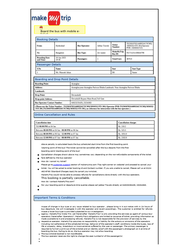 NU711251106644798 Eticket | PDF | Bus | Public Transport