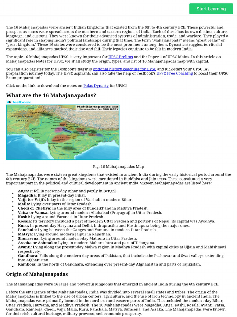 16 Mahajanapadas - Origin, Types, List of 16 Mahajanapadas & More ...