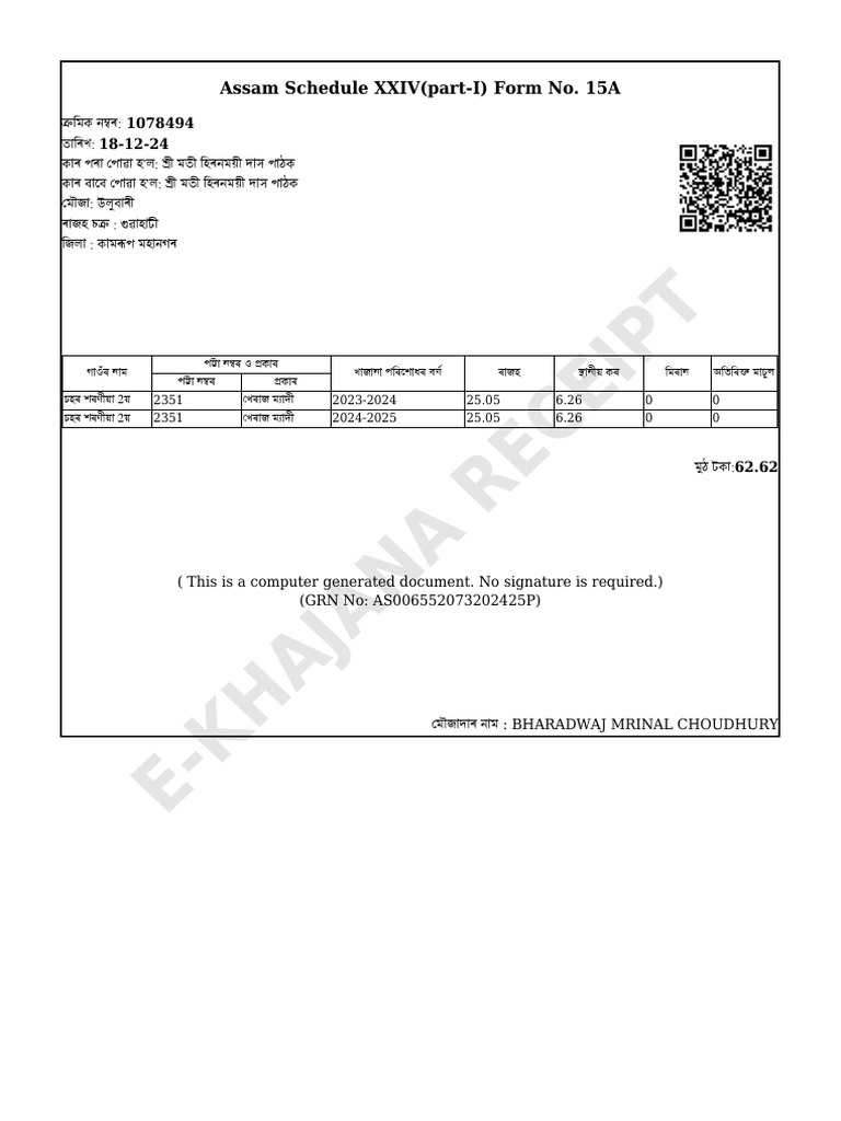 Khajana Pub Sarania Receipt | PDF