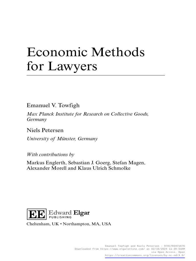 Economic Methods for Legal Professionals | PDF | Law And Economics ...
