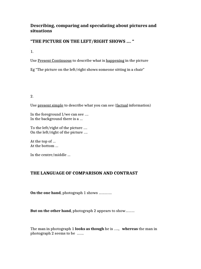Describing Pictures B1 | PDF