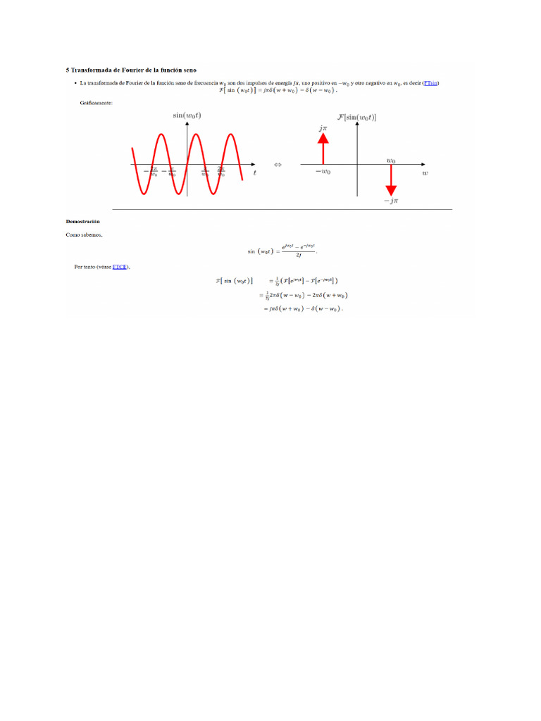 Transformada de Fourier de La Función Seno | PDF