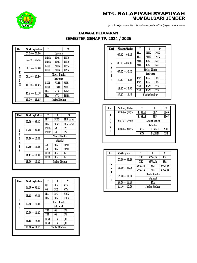 Jadwal Genap | PDF