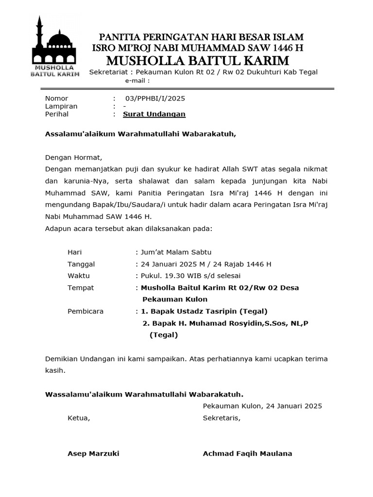 Undangan Isro Mi'Roj 2025 | PDF