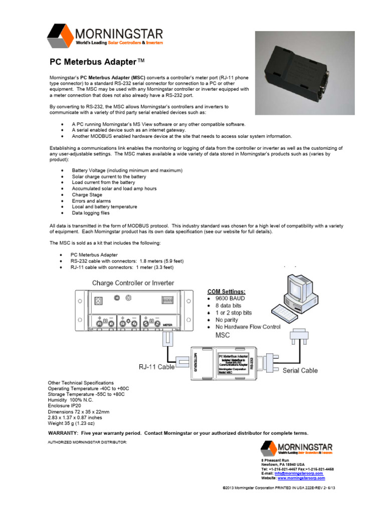 datasheet-pc-meterbus-adapter-MSC-en | PDF | Personal Computers | Electronics