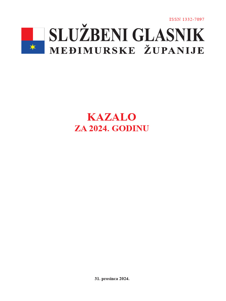 KAZALO Za Službene Glasnike Međimurske Županije Iz 2024. Godine | PDF