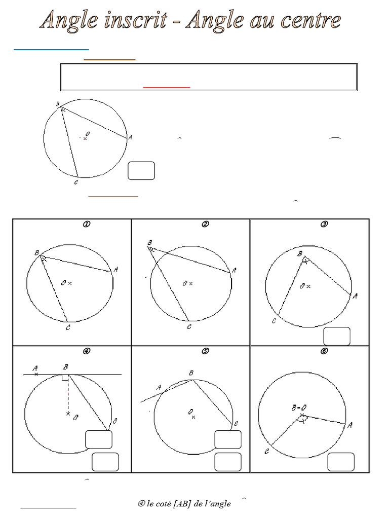 Exercices sur les angles inscrits | PDF | Cercle | Angle