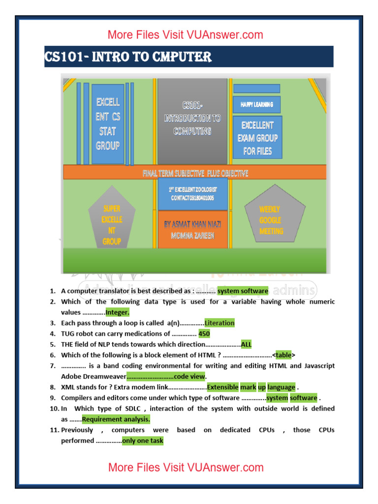 Cs101 Final File by Asmat Khan Niazi | PDF | Microsoft Excel | Microsoft Word