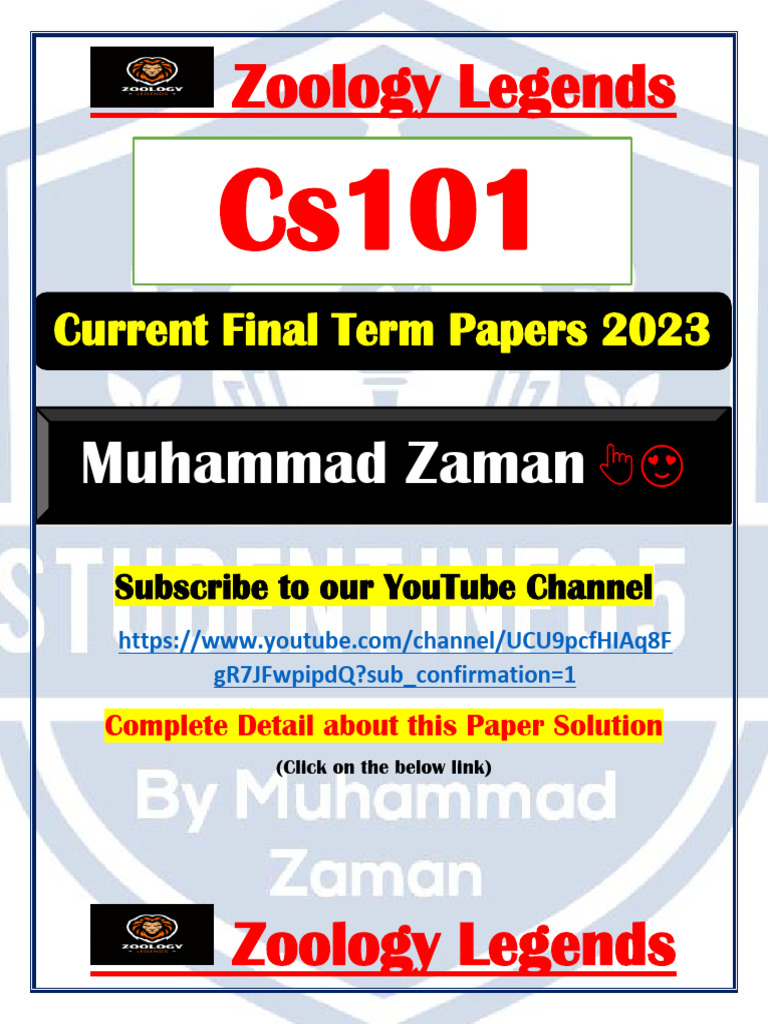 Cs101 Final Term Current Paper Solution 2023 by Student Info 5 | PDF | Artificial Intelligence ...