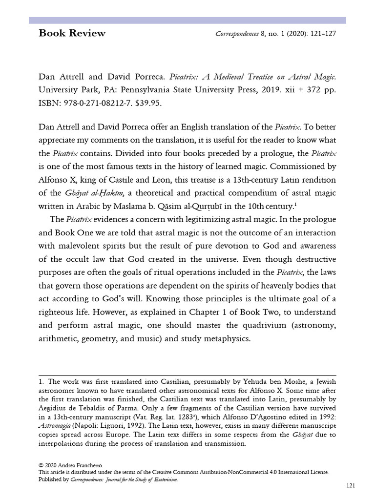 Dan Attrell and David Porreca Picatrix A | PDF