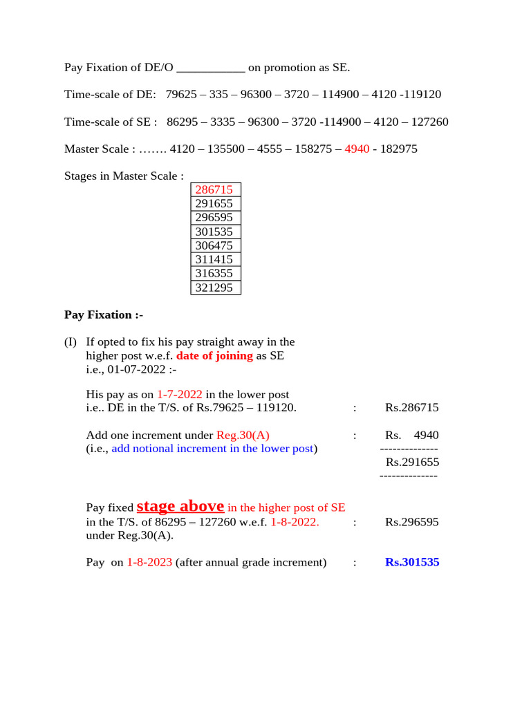 Pay Fixation Guide for SE Promotion | PDF