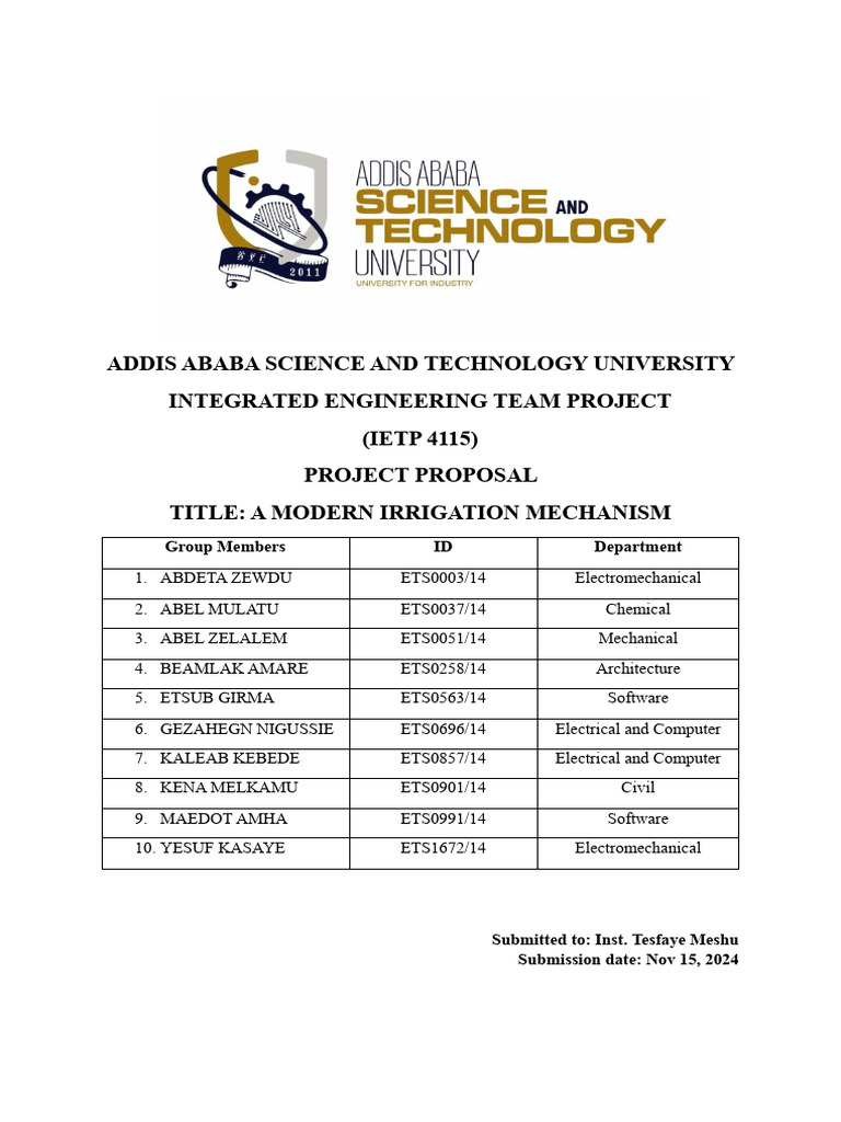 IETP Project Proposal | PDF | Agriculture | Irrigation