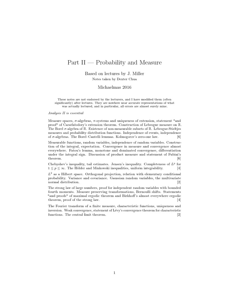 probability_and_measure | PDF | Measure (Mathematics) | Probability Theory