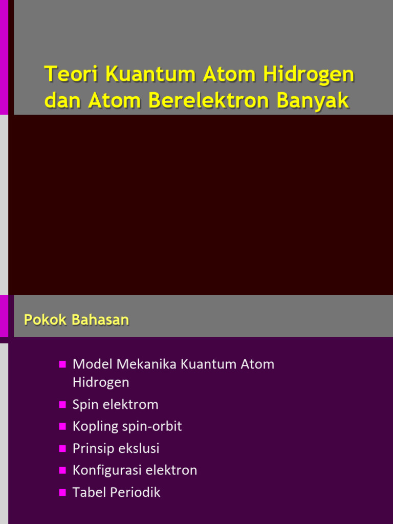 Bab 7. Teori Kuantum Atom Hidrogen Dan Atom Berelektron Banyak | PDF