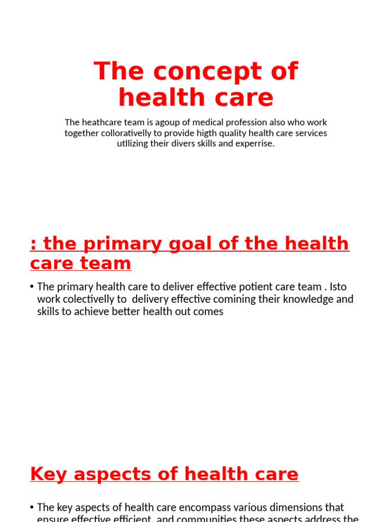 The Concept of Health Care | PDF | Health Care | Health System
