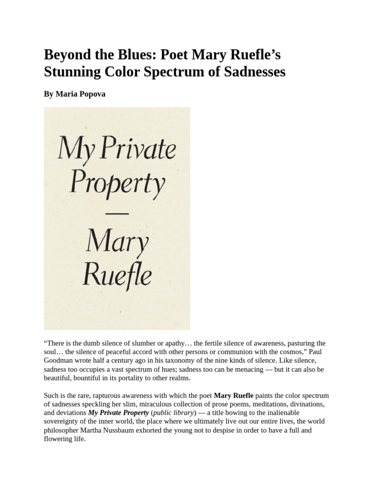 Mary Ruefle's Spectrum of Sadness | PDF