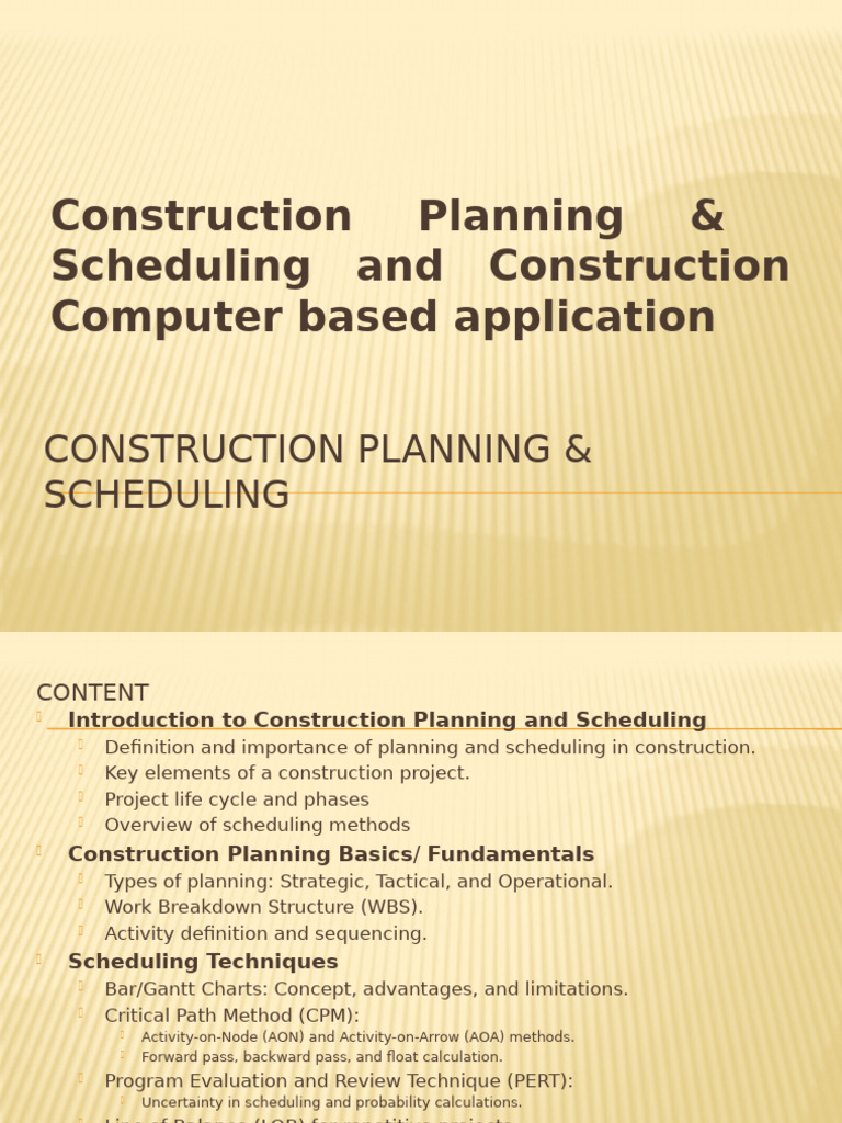 Construction Planning & Scheduling | PDF | Project Management