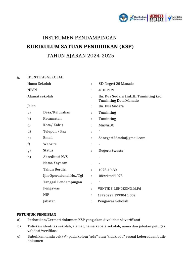 Instrumen Pendampingan Pengembangan KSP 2024 2025 | PDF